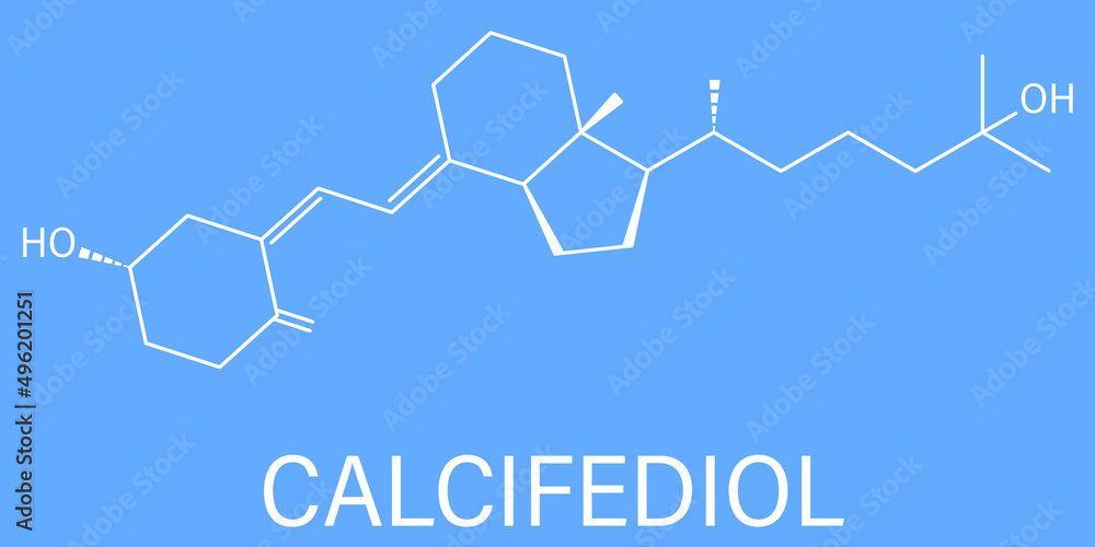 Calcifediol (calcidiol, 25-hydroxyvitamin D) molecule. Blood marker of ...