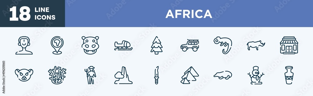 set of africa icons in outline style. africa thin line icons collection ...
