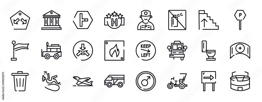 poi public places thin line icons collection. poi public places ...