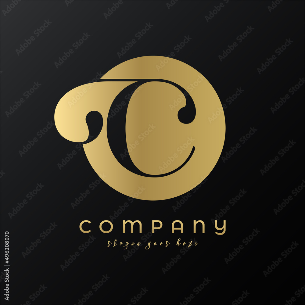 Abstract circle gold premium luxury letter C logo design Stock Vector ...