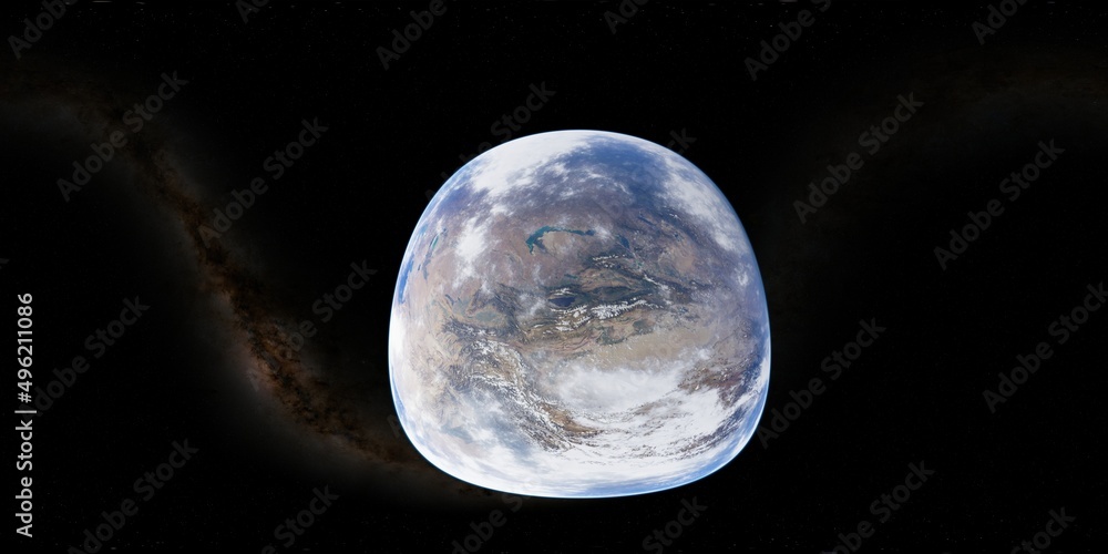 360 degree environment map of an orbital view of the earth in a height ...