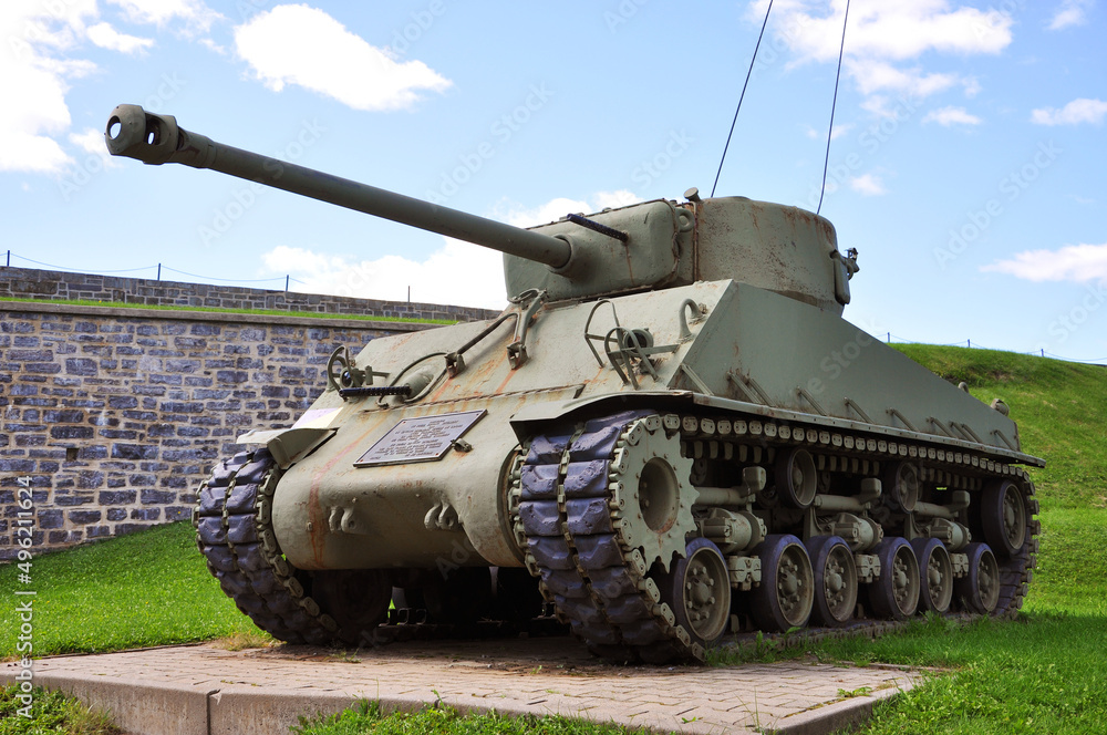 WWII M4 Sherman Tank at La Citadelle of Quebec National Historic Site ...