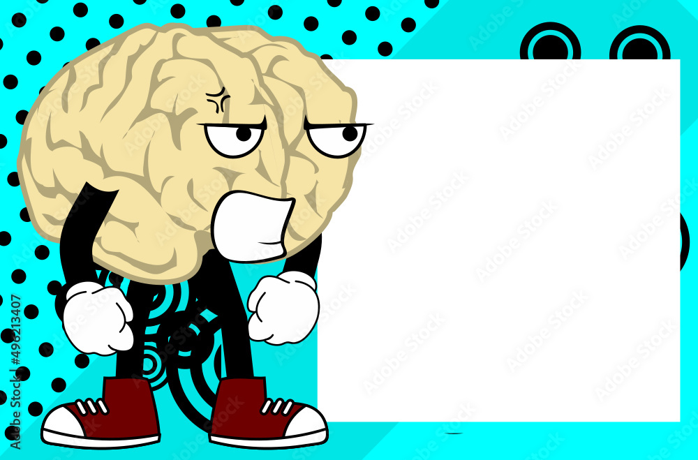angry brain character cartoon pictureframe background in vector format ...