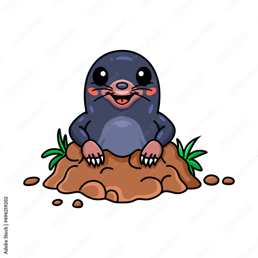 Cute little mole cartoon comes out from of the hole Stock Vector ...