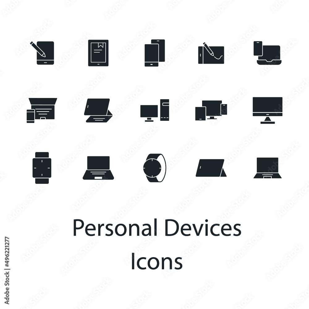 Personal Devices icons set . Personal Devices pack symbol vector ...