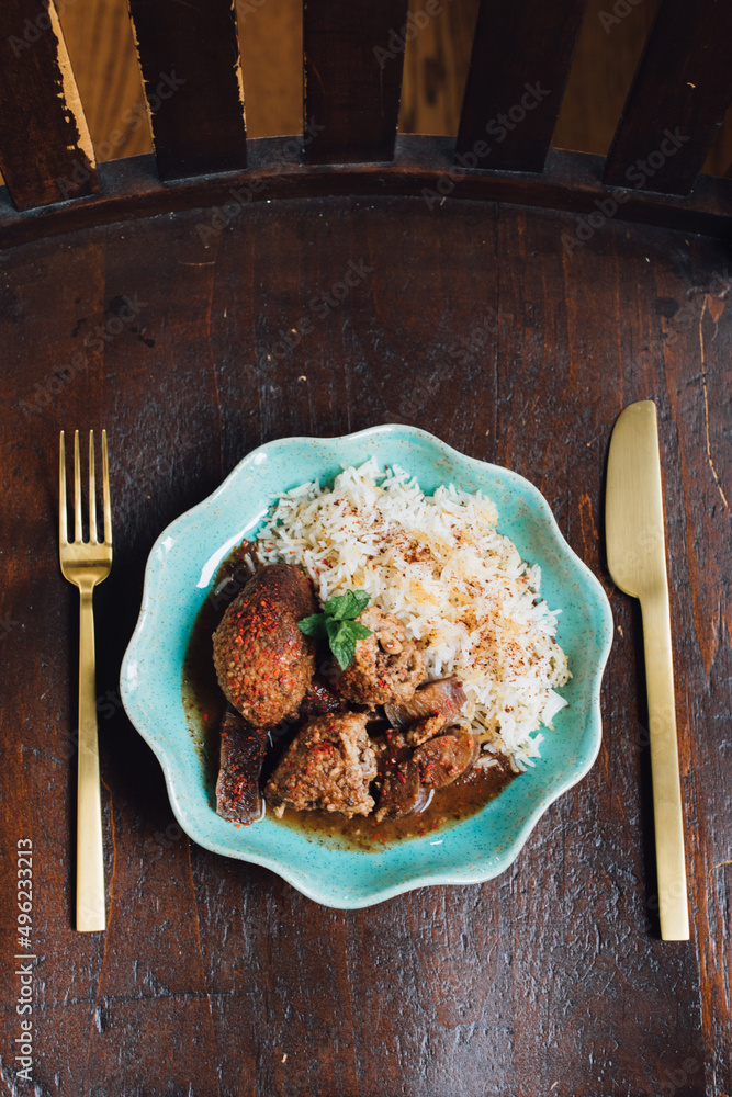 Kibbe Summaqiyeh, kibbeh in sumac stock, meatball recipe from Aleppo ...