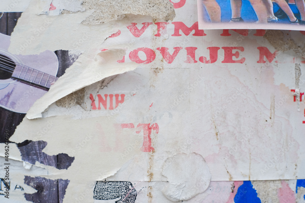 Grungy street poster background. Torn and ripped paper texture ...