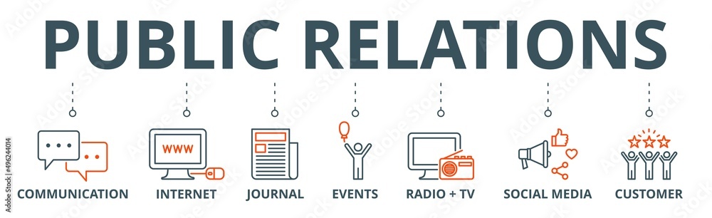 Public relations - pr banner web icon vector illustration concept with ...