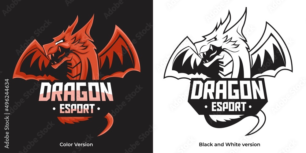dragon mascot esport logo. vector illustration Stock Vector | Adobe Stock