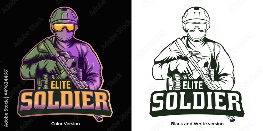 elite soldier mascot esport logo Stock Vector | Adobe Stock