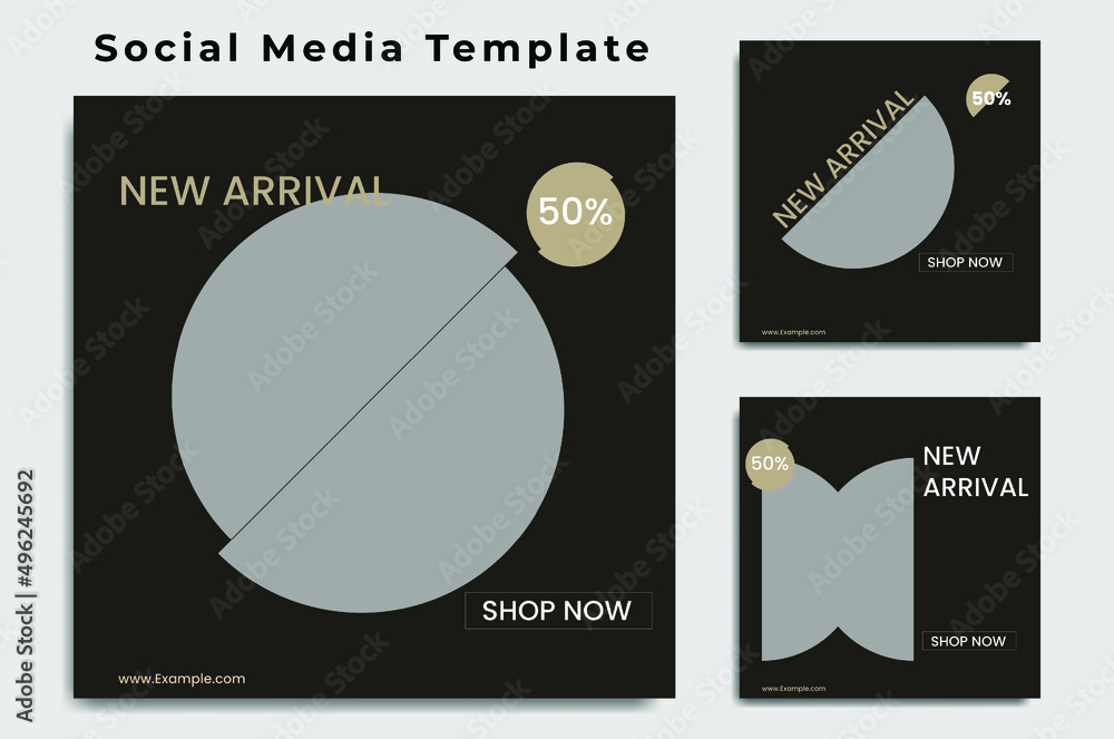 Set of square banner templates, minimal editable digital business ...