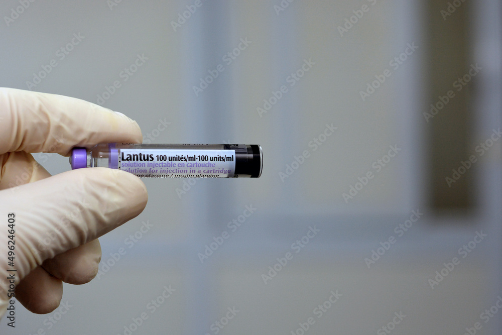 Cairo, Egypt, May 17 2021. Lantus (insulin glargine injection) 100 ...