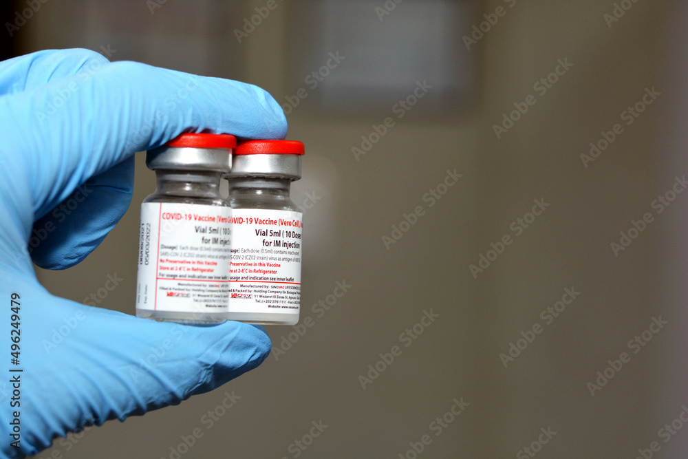 Cairo, Egypt, October 9 2021: Coronavirus vaccine, Covid-19 vaccination ...