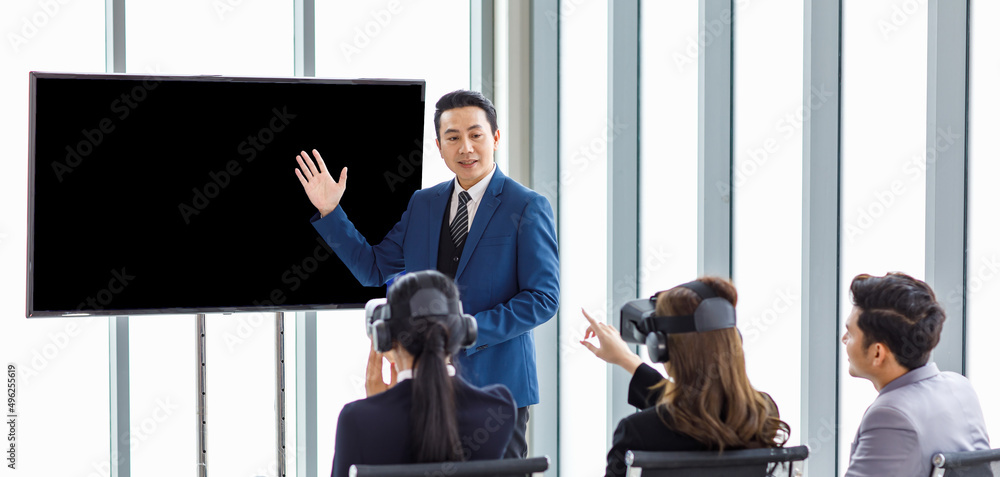 Asian professional successful male businessman in formal suit standing ...