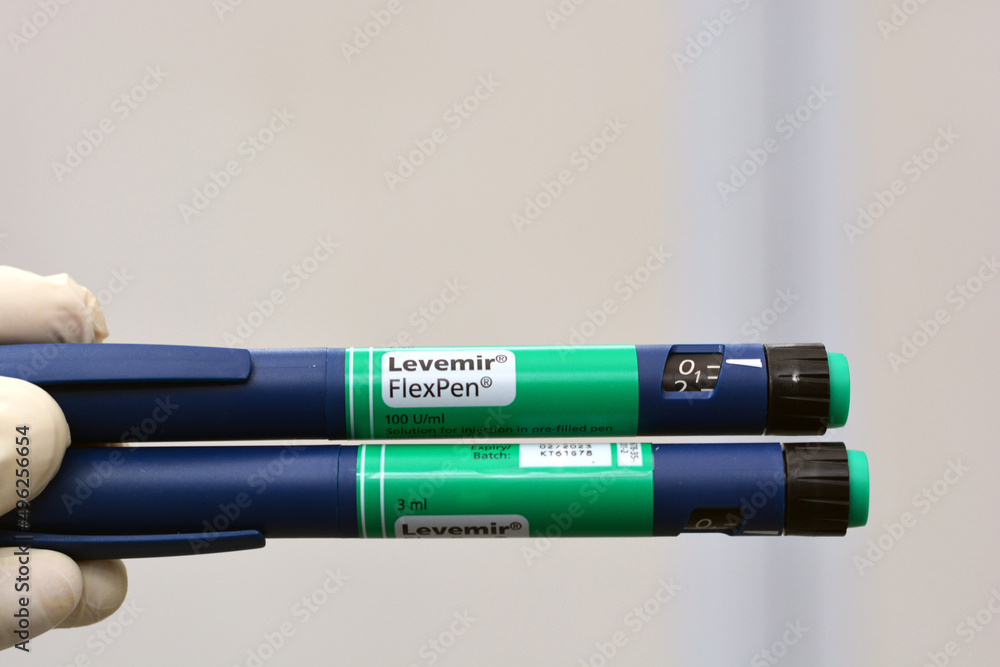 Cairo, Egypt, September 12 2021: Levemir flexpen, a medication of ...