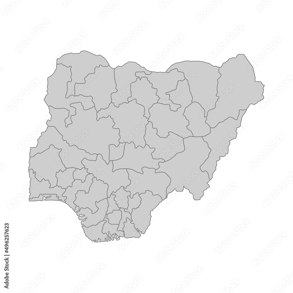 Outline political map of the Nigeria. High detailed vector illustration ...