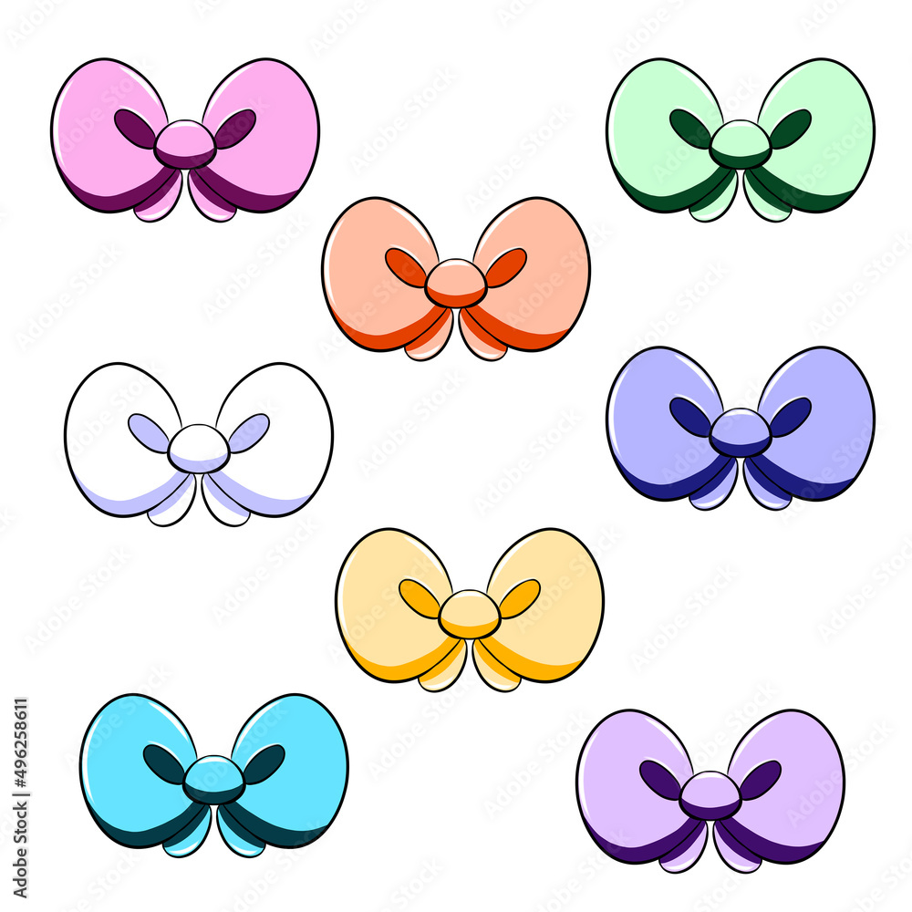 Beautiful digital drawn pattern with a set of colorful cute little bows ...