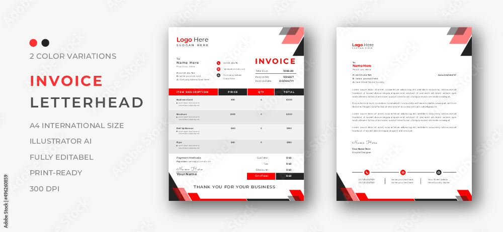 Professional invoice and letterhead design for the corporate office ...