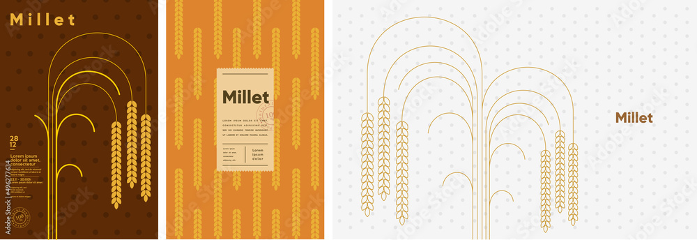 Millet. Food and natural products. Set of vector illustrations ...