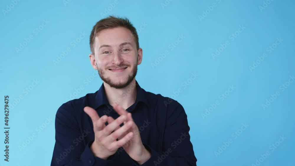 Clapping man. Proud satisfaction. Congratulation gesture. Boomerang ...