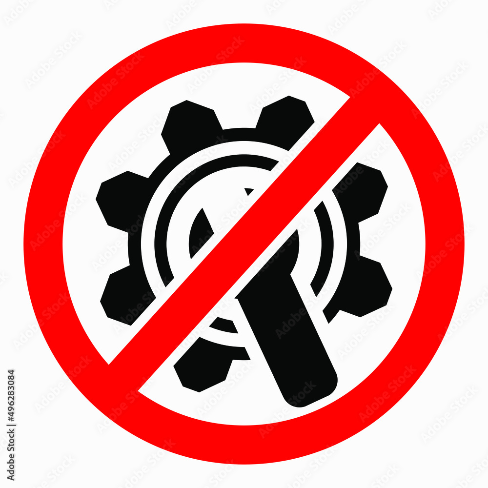 Do not repair. No settings. Icon prohibition gear. Shopping cart ...