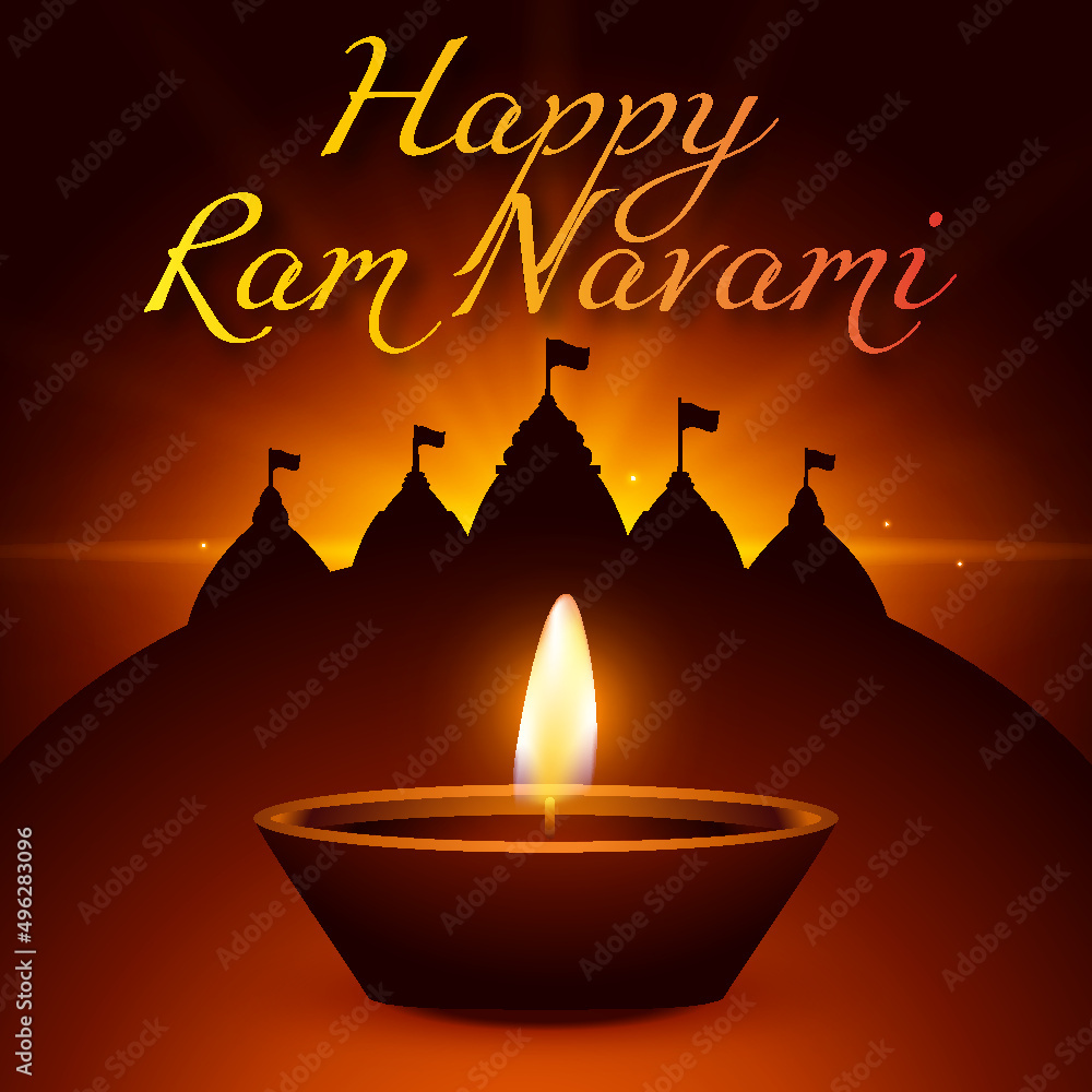 Shree Ram Navami celebration background for religious holiday of India ...
