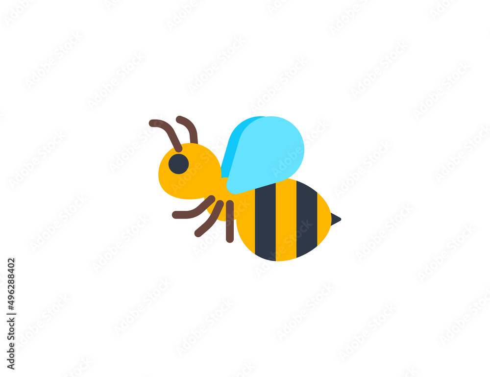 Honeybee vector flat emoticon. Isolated Honeybee emoji illustration ...