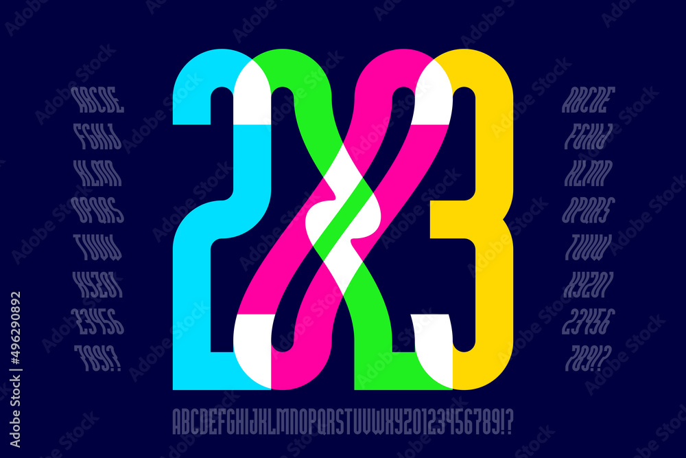 Poster 2023, modern condensed style font design with some alternate ...