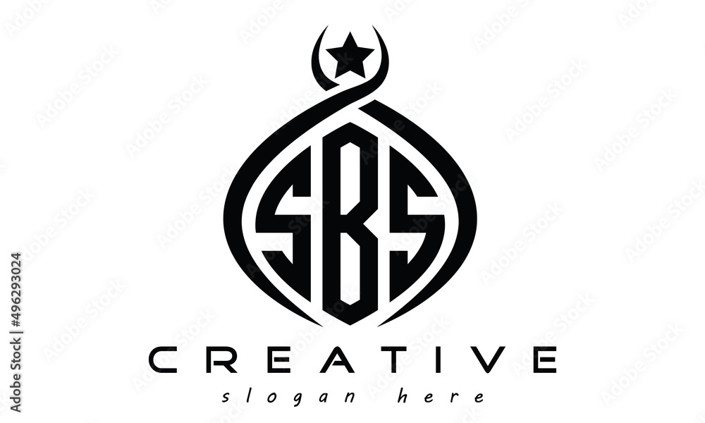 SBS three letters monogram curved oval initial logo design, geometric ...