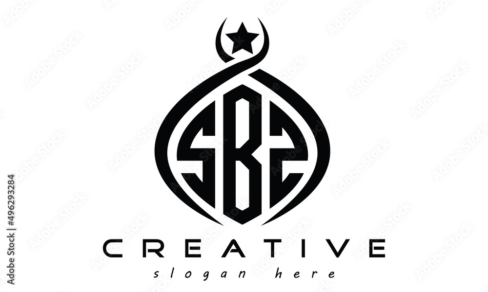SBZ three letters monogram curved oval initial logo design, geometric ...