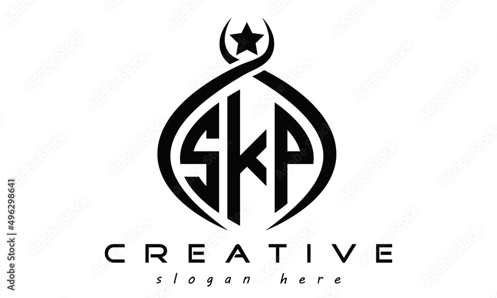 SKP three letters monogram curved oval initial logo design, geometric ...