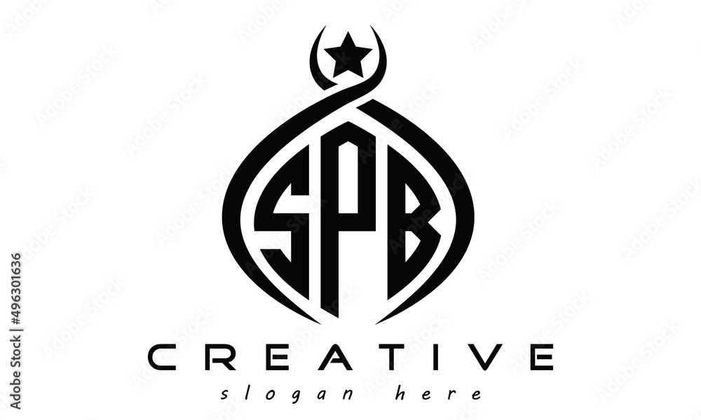 SPB three letters monogram curved oval initial logo design, geometric ...