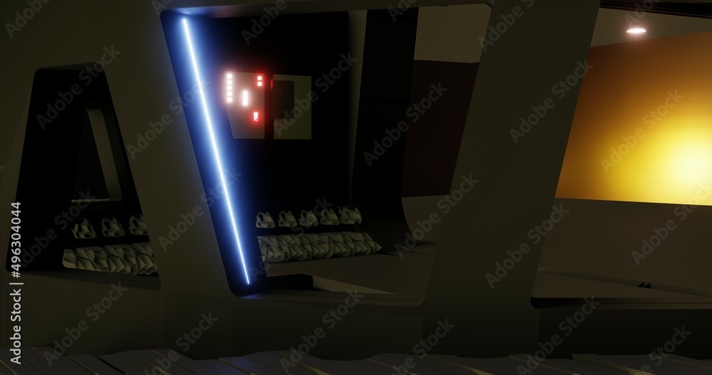 4K 3D Alien Room Space Shuttle Cockpit Sci Fi Background Stock Photo ...