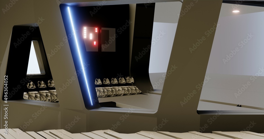 4K 3D Alien Room Space Shuttle Cockpit Sci Fi Background Stock ...