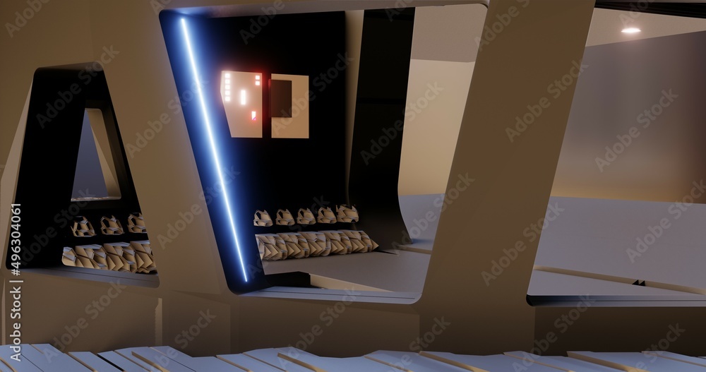 4K 3D Alien Room Space Shuttle Cockpit Sci Fi Background Stock ...