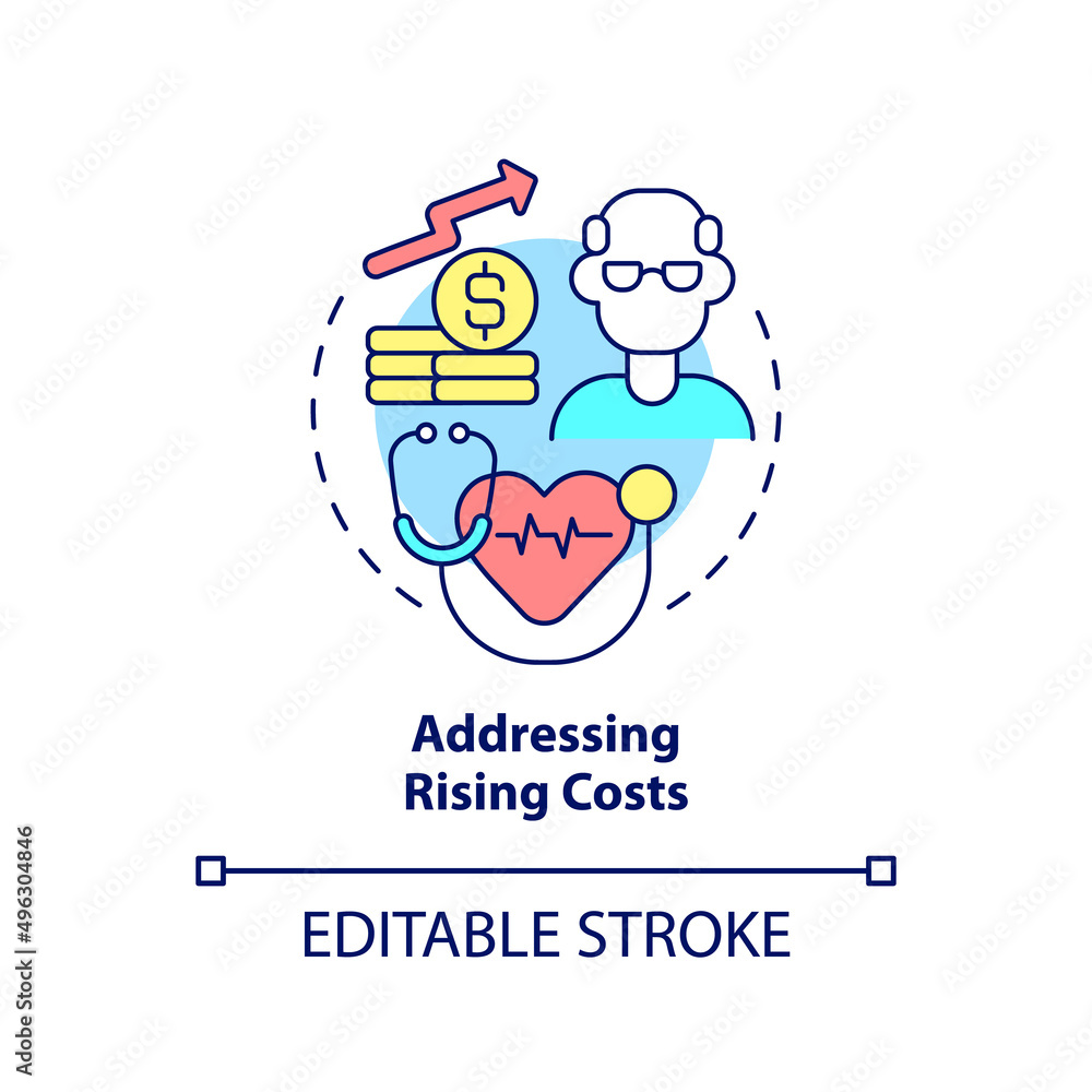 Addressing rising costs concept icon. Healthcare difficulty abstract ...