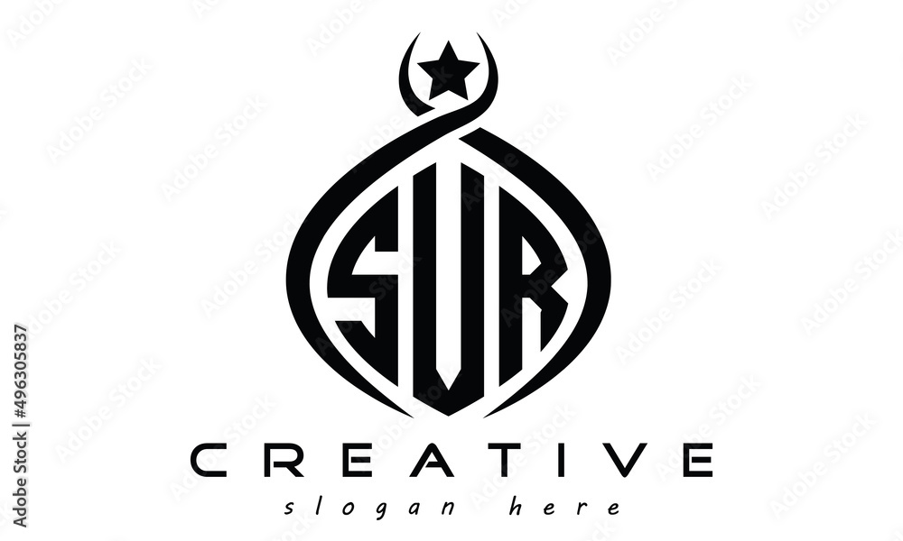 SVR three letters monogram curved oval initial logo design, geometric ...