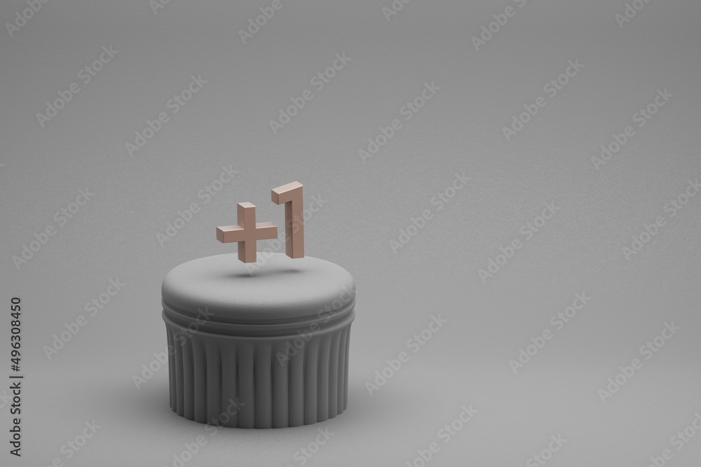 Beautiful abstract illustrations Plus One symbol icons on a column and ...