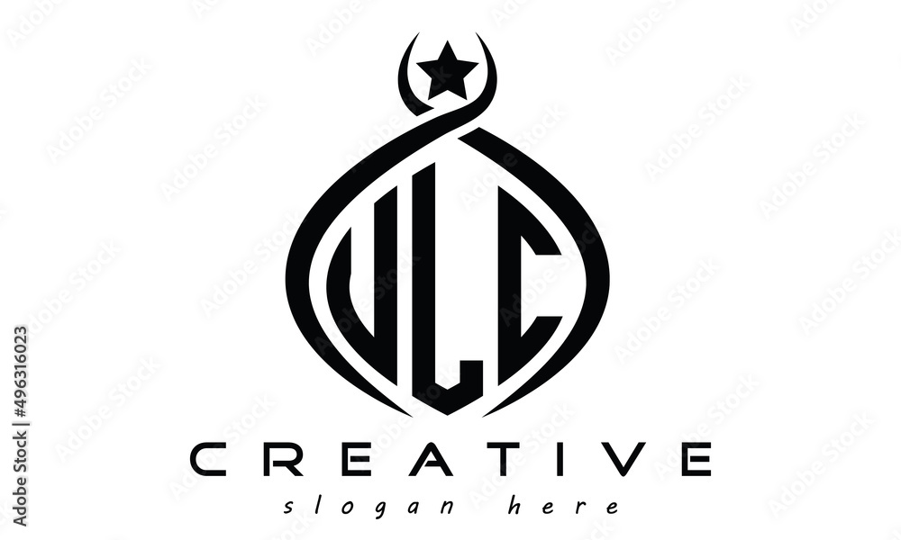 ULC three letters monogram curved oval initial logo design, geometric ...