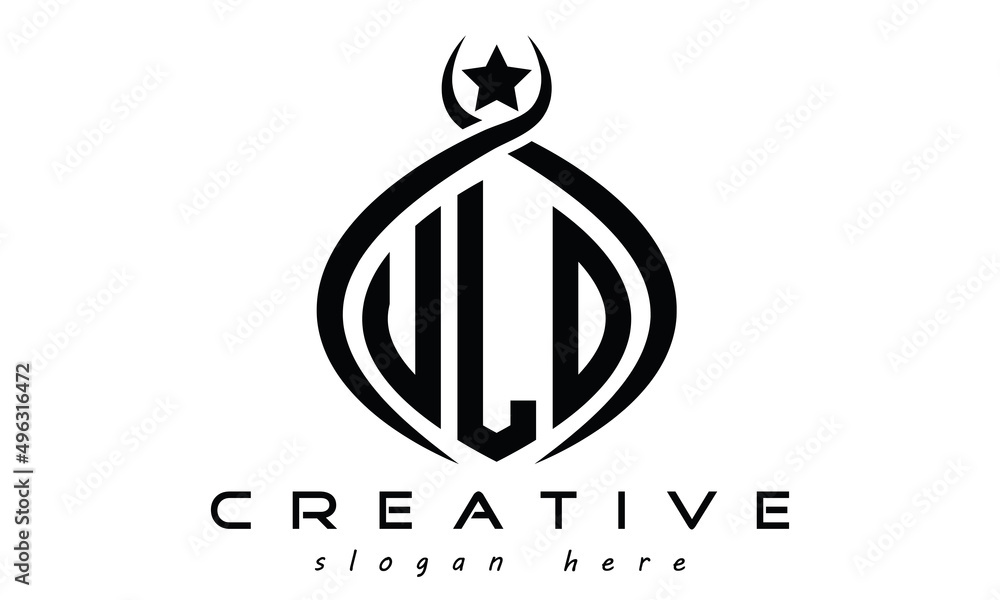 ULO three letters monogram curved oval initial logo design, geometric ...