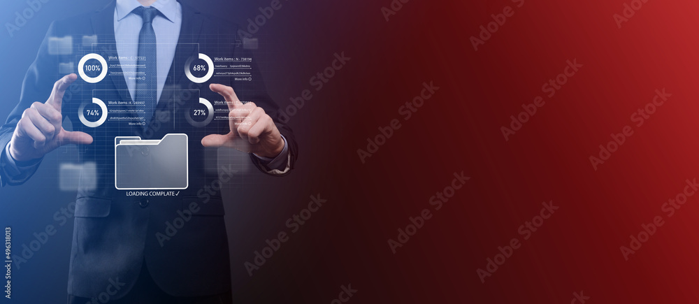 Business developer hand using board framework on virtual modern ...