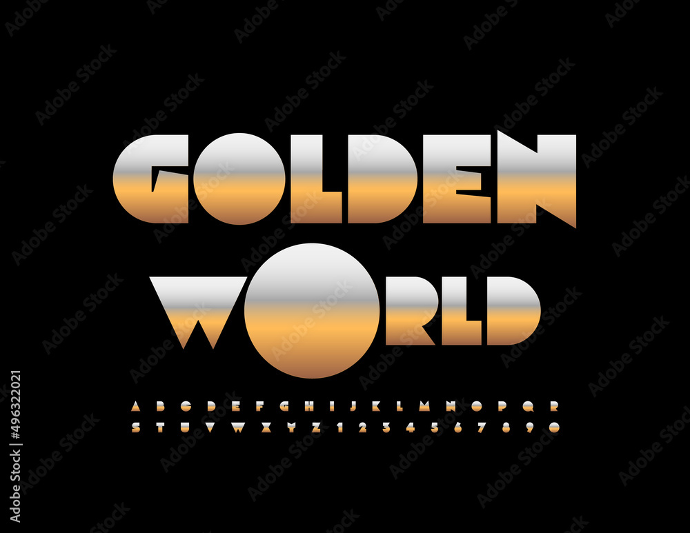 Vector luxury sign Golden World. Trendy Font. Chic Alphabet Letters and ...