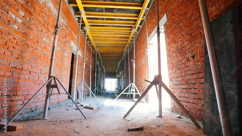 Inside a building under construction. Construction industry. The ...