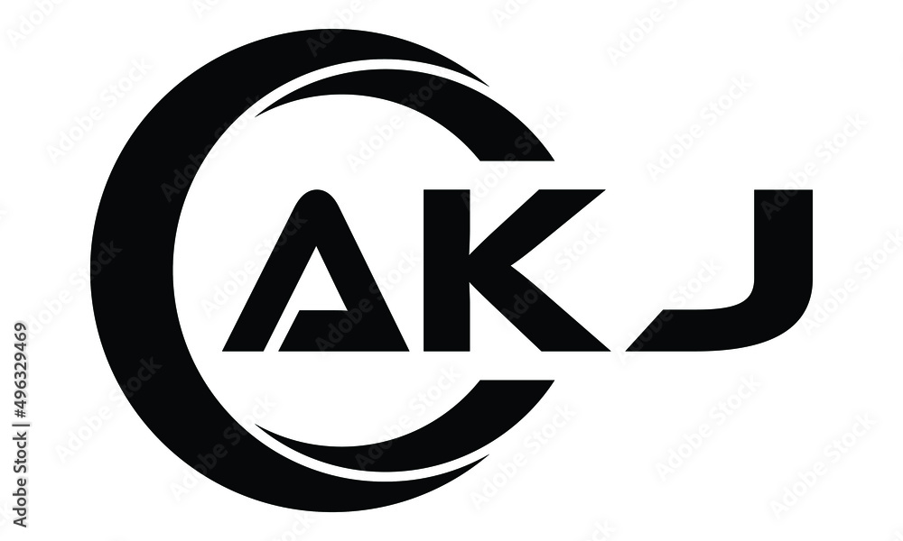 AKJ swoosh logo design vector template | monogram logo | abstract logo ...