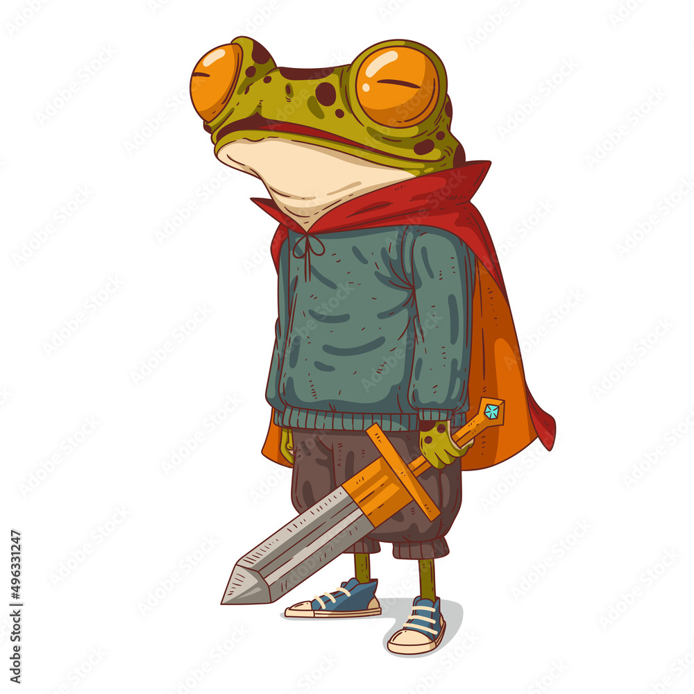 Plakat A Prince Frog, isolated vector illustration. Young casually ...