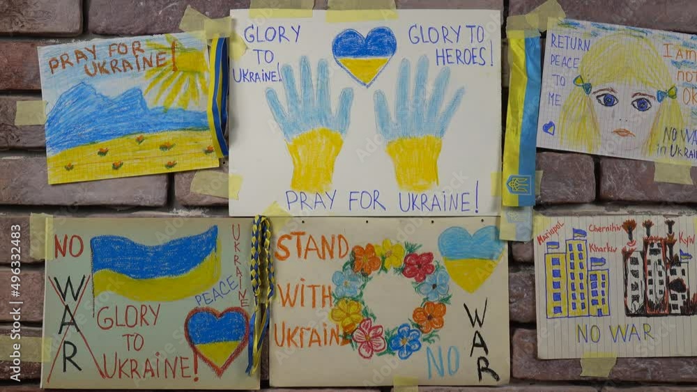 Ukrainian children's drawings for peace against the 2022 Russo ...