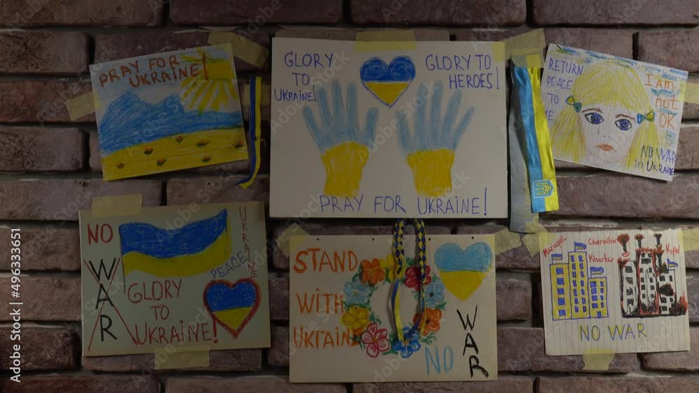 Ukrainian children's drawings for peace against the 2022 Russian ...