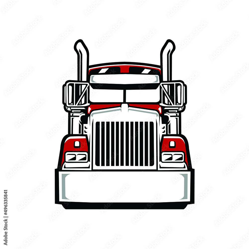Big rig front view vector. Semi truck 18 wheeler vector vector de Stock ...