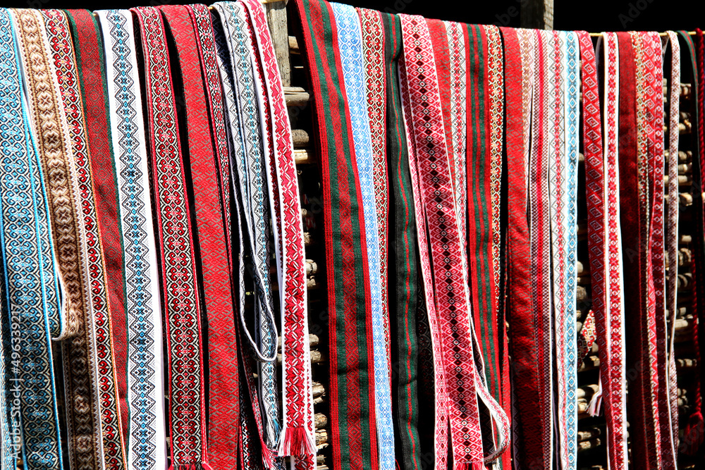 Typical Ukrainian souvenirs in national colors. Stock Photo | Adobe Stock