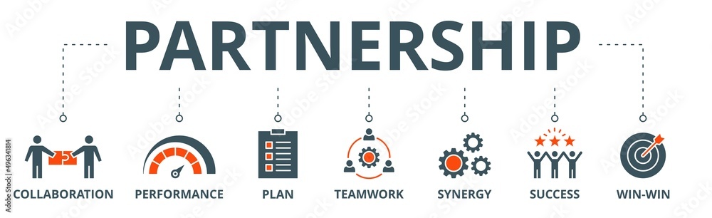 Partnership banner web icon vector illustration concept with icon of ...